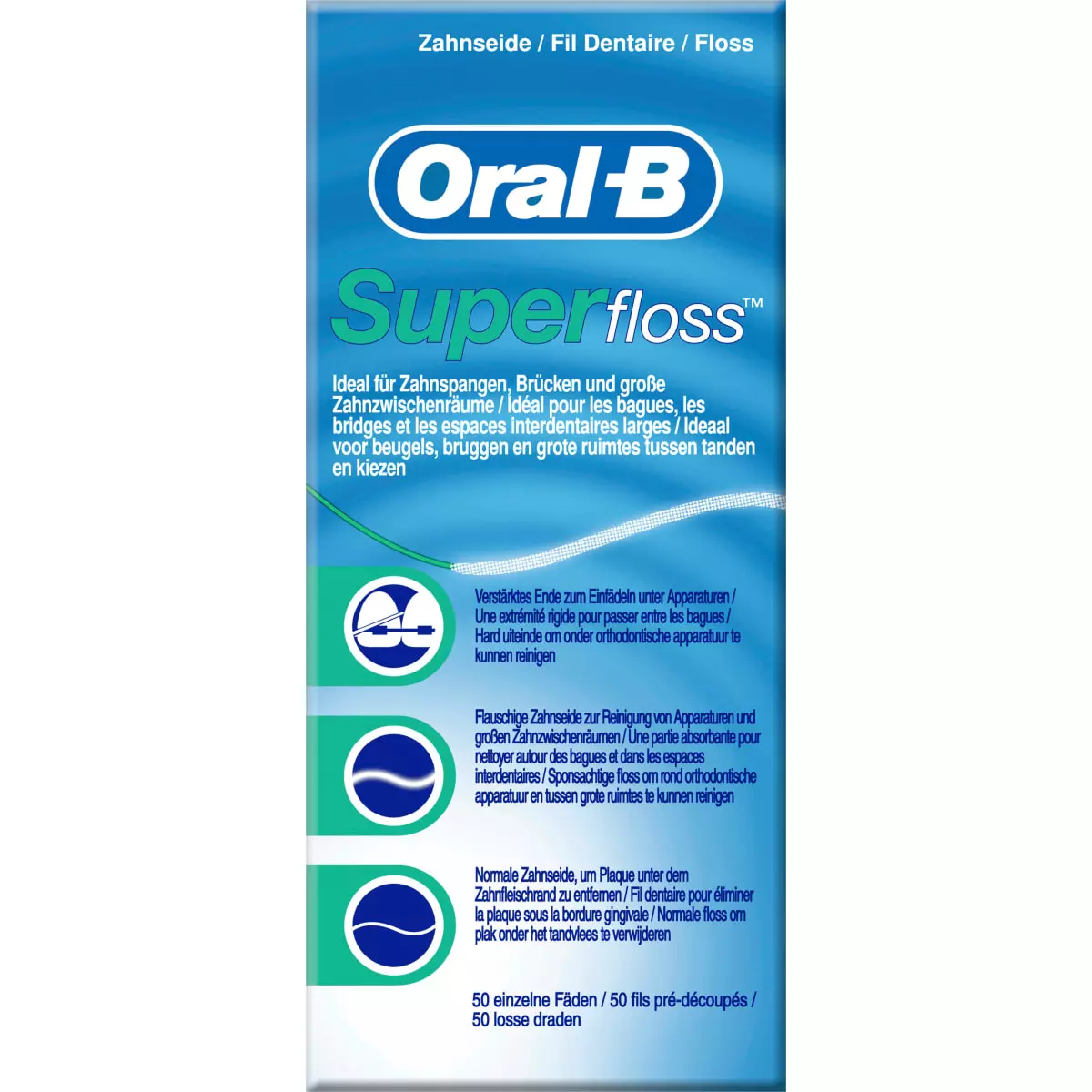 نخ دندان ارتودنسی اورال بی سوپرفلاس اصلی SuperFloss Oral-B Super Floss